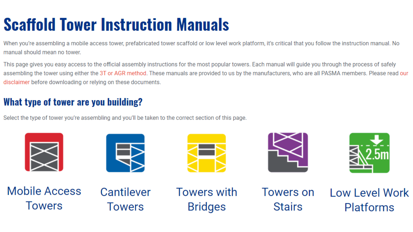 Scaffold Tower Instruction Manuals - PASMA